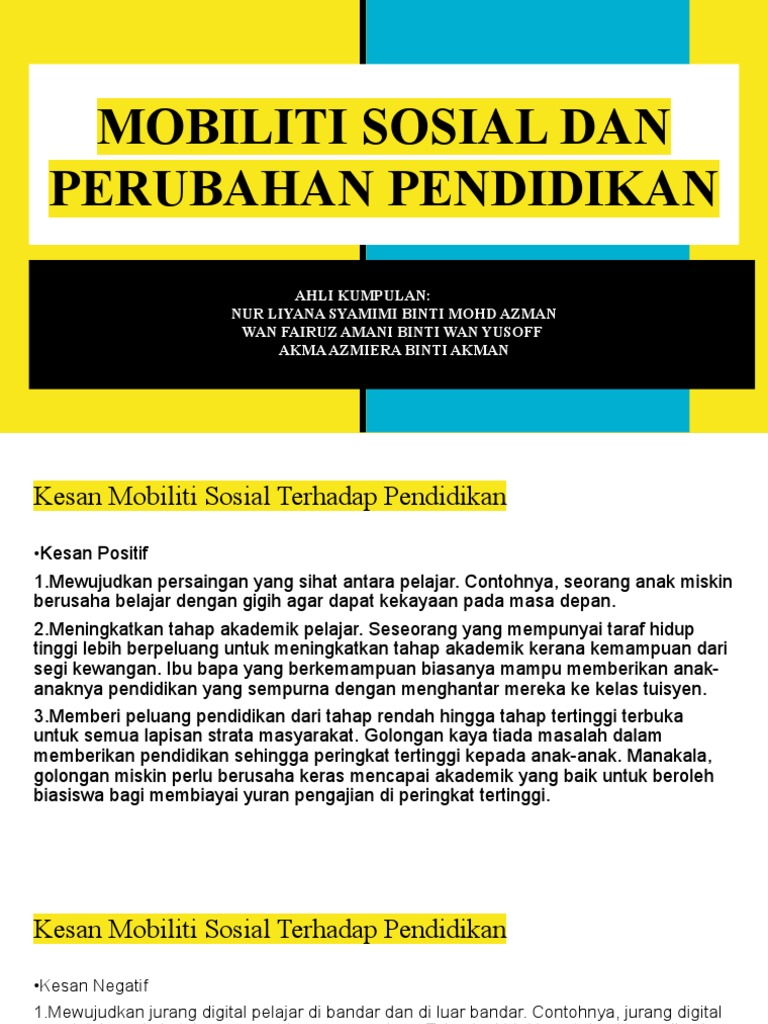 Mobiliti Sosial Dan Perubahan Pendidikan | PDF