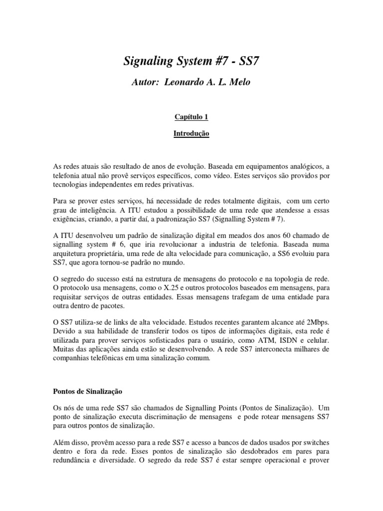 Signaling System 7 SS7 PDF | PDF | Rede de computadores | Modelo OSI
