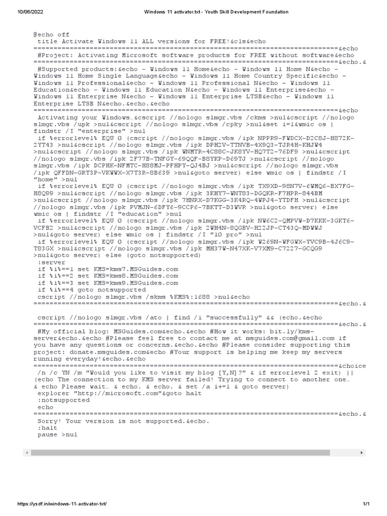 Windows 11 activator.txt - Youth Skill Development Foundation | PDF | Microsoft Windows | System ...