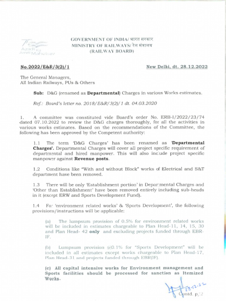 D&G (Renamed As Departmental) Charges 28 - 12 - 2022 | PDF