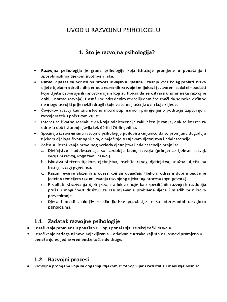 Uvod U Razvojnu Psihologiju | PDF