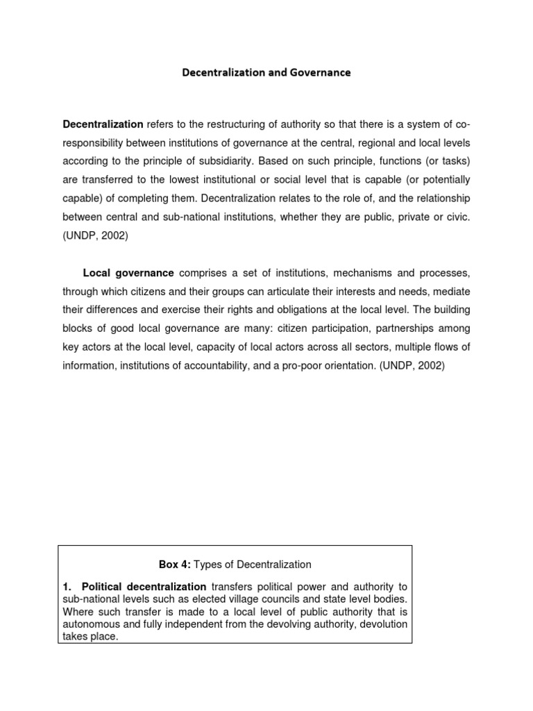 Decentralization and Governance PDF | PDF | Governance | Decentralization