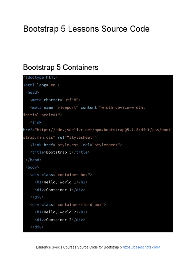 Bootstrap 5 Lessons Source Code | Download Free PDF | Booting | Computing