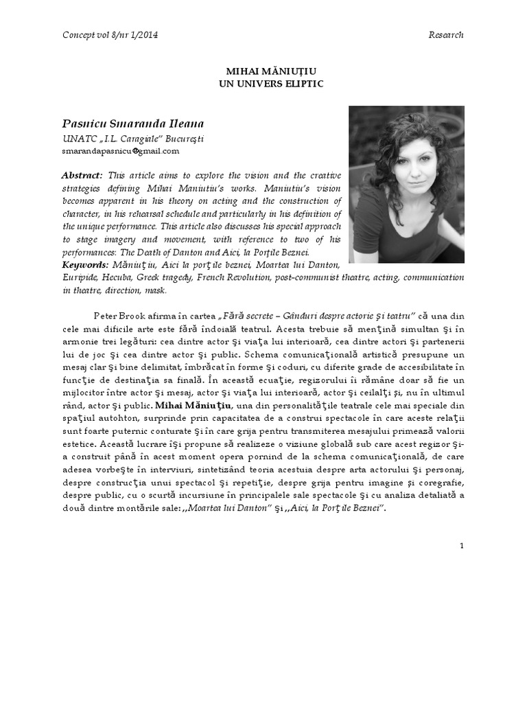 C8 - Res - StudiiTeatrale - SmaPasnicu - Mihai Maniutiu-Farapoze PDF | PDF