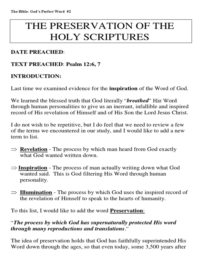 Bible Preservation: God's Promise | PDF | Bible | Revelation