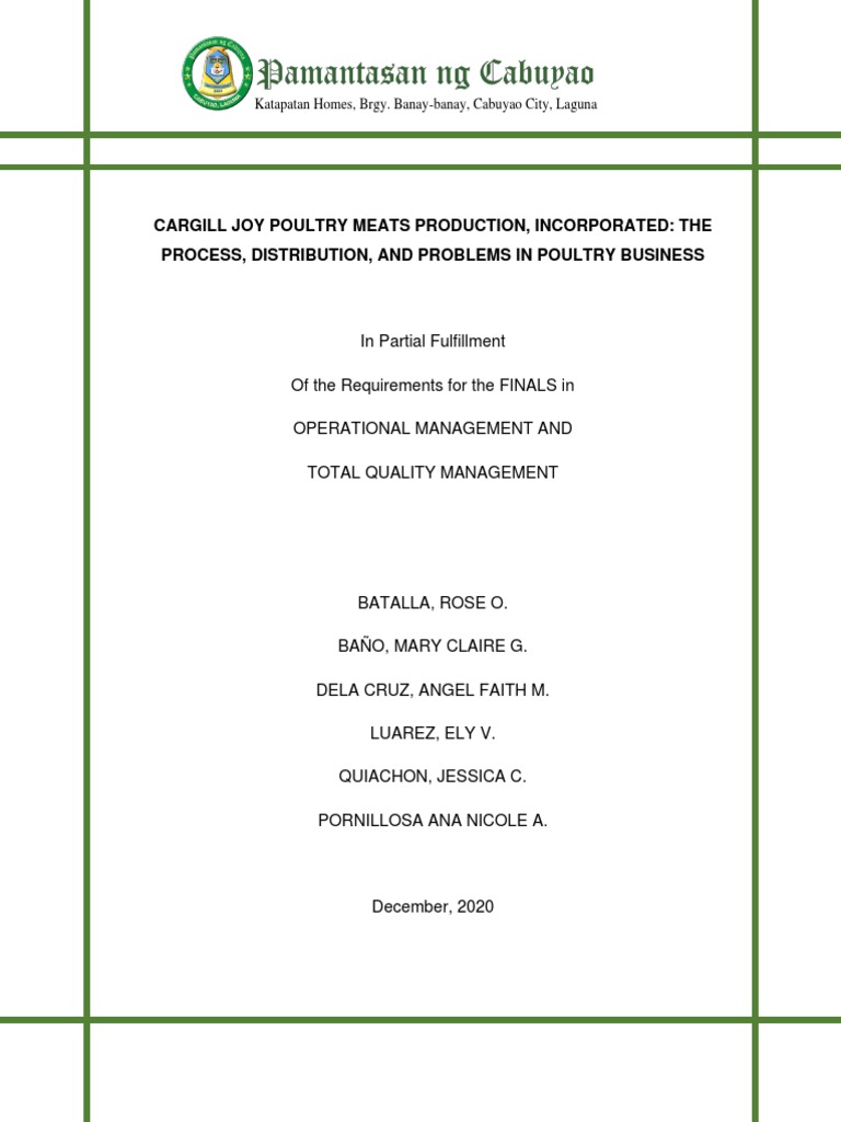 Cargill-Joy Poultry-Meat Production Inc PDF | PDF | Cooking, Food ...