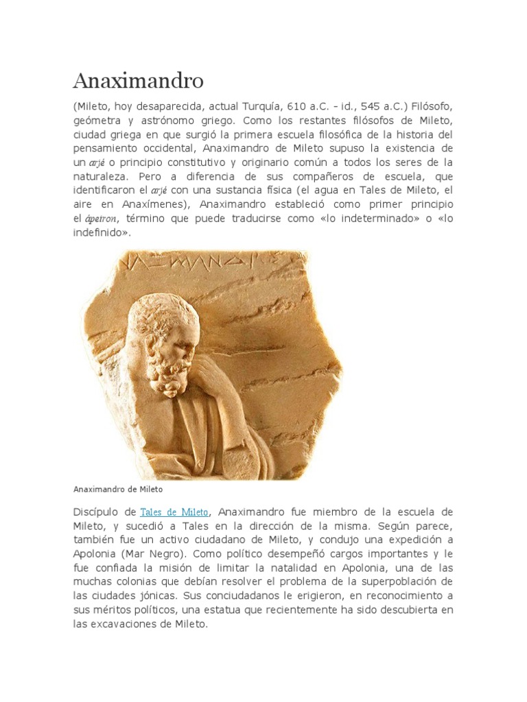 Anaximandro | PDF | Metafísica | Filosofía griega antigua