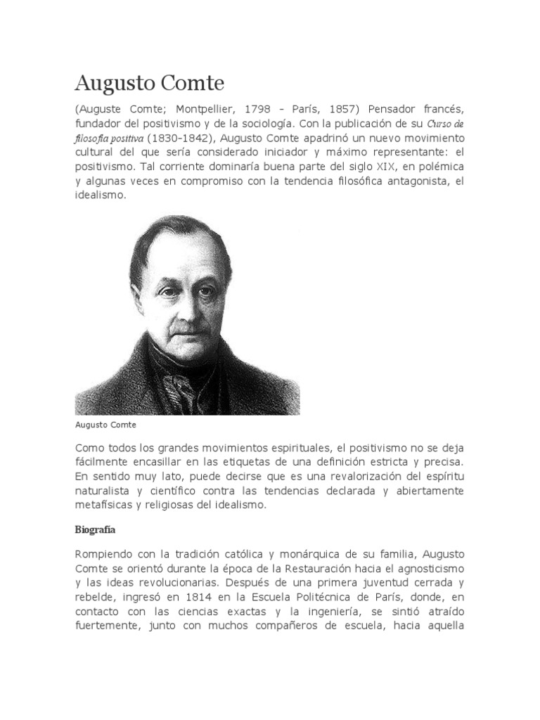 Augusto Comte | PDF | Positivismo