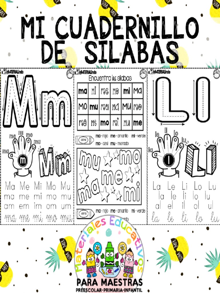 Mi Primer Cuadernillo de Sílabas Por Materiales Educativos Maestras | PDF