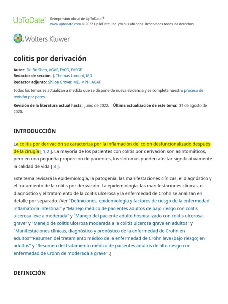 Diversion Colitis - UpToDate PDF | PDF | Enfermedad de Crohn ...