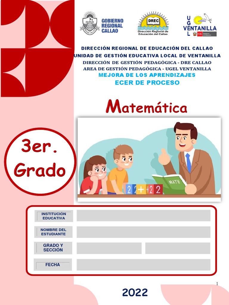 Prueba 3° Grado - Matemática - Ecer Proceso - Revisado | PDF