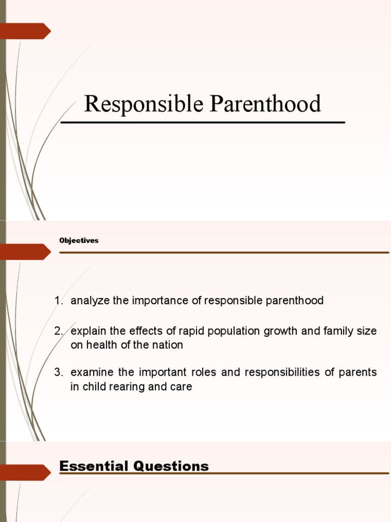 Health 8 Lesson 5-Responsible Parenthood | PDF | Family | Parenting