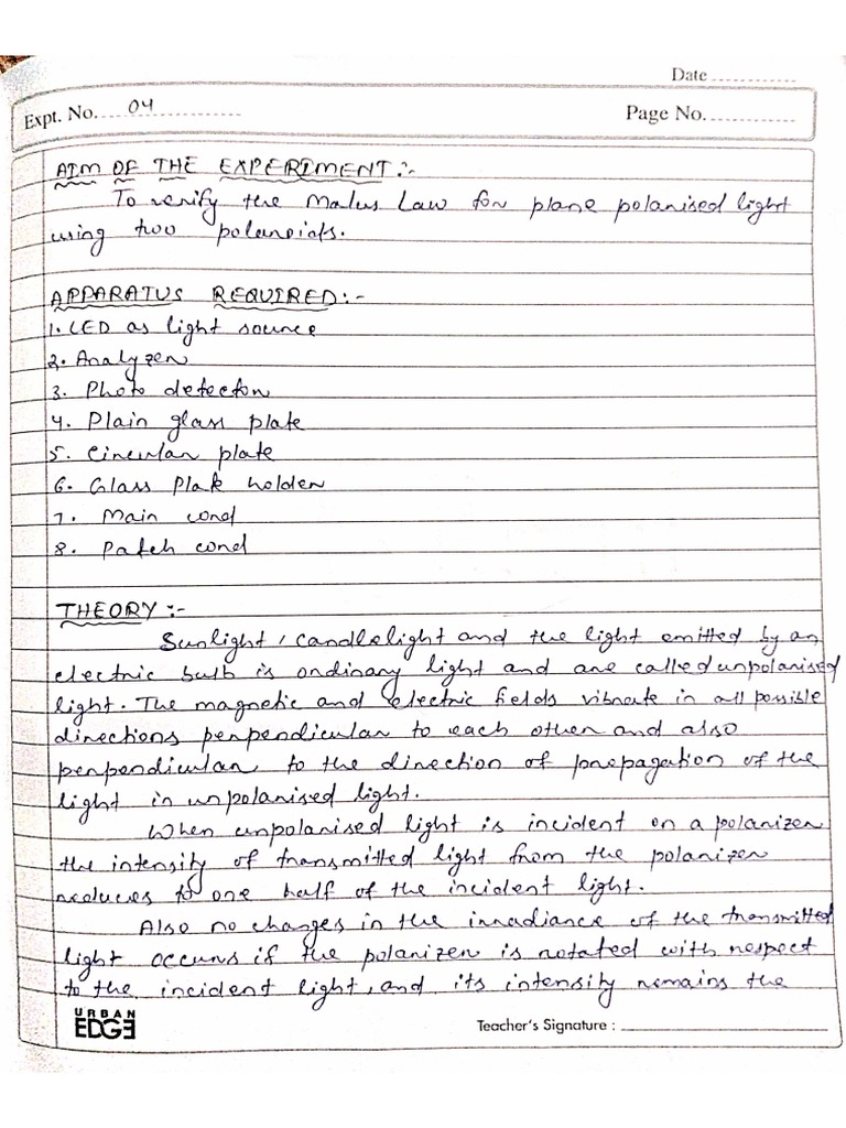 Malus Law Using Two Polaroid - 014018 | PDF