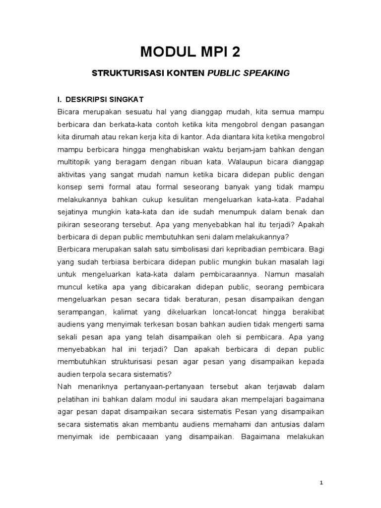 Modul 2 Konten Publik Speaking 17 Maret 2021 | PDF