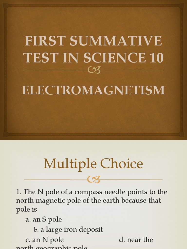 First Summative Test Electromagnetism | PDF | Magnetic Field | Electric ...