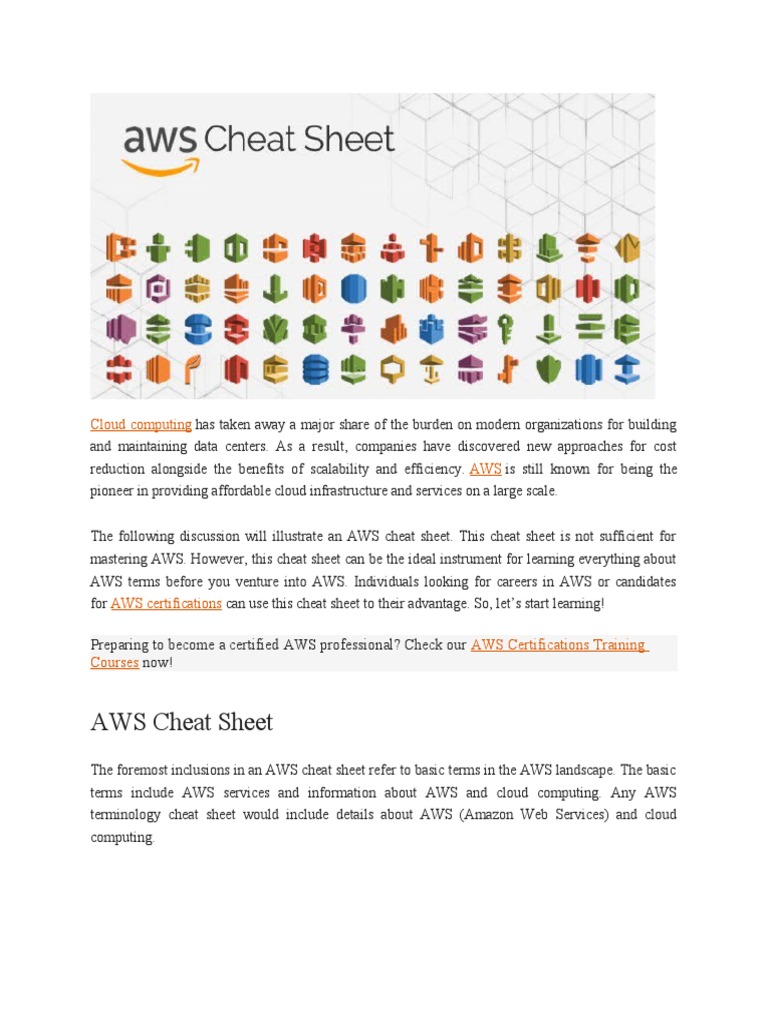 AWS Cheat Sheets | PDF | Cloud Computing | Amazon Web Services
