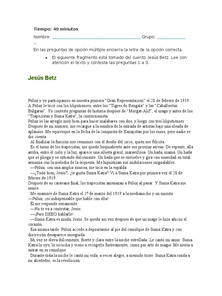 Prueba Jesus Betz | PDF