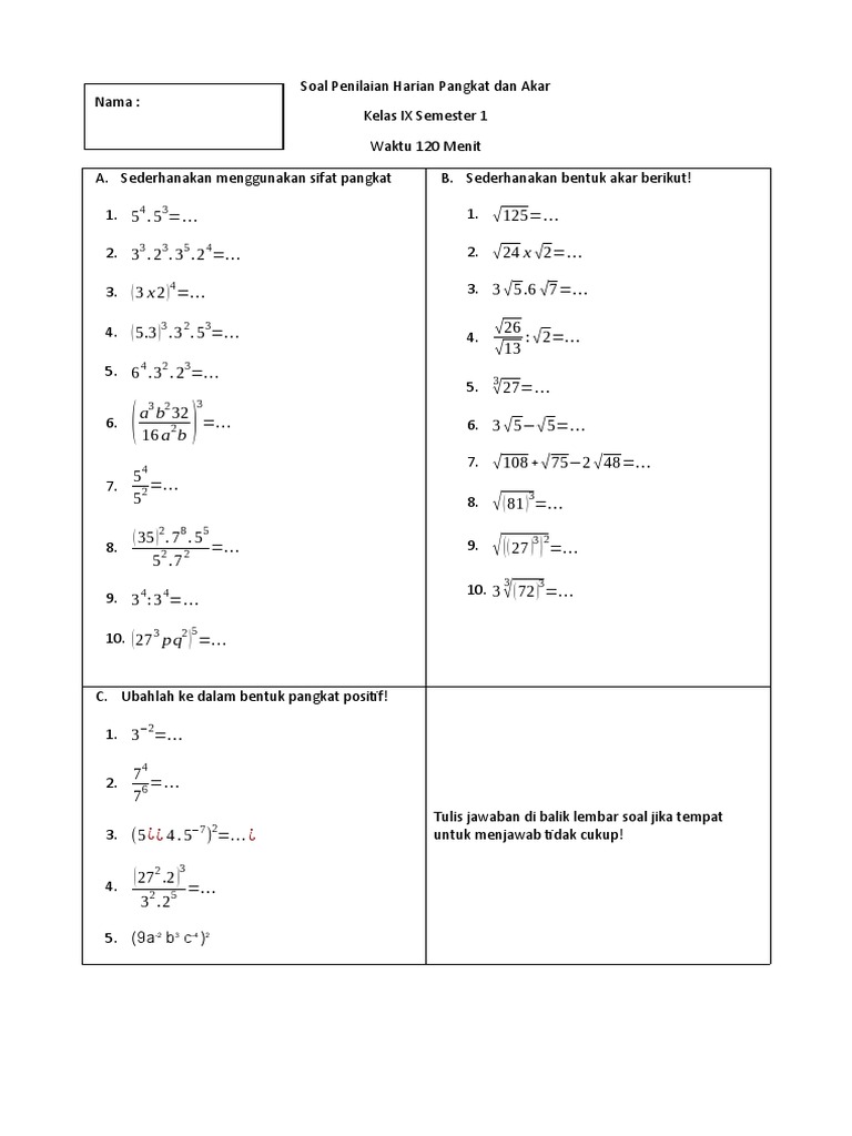Pangkat Dan Akar | PDF