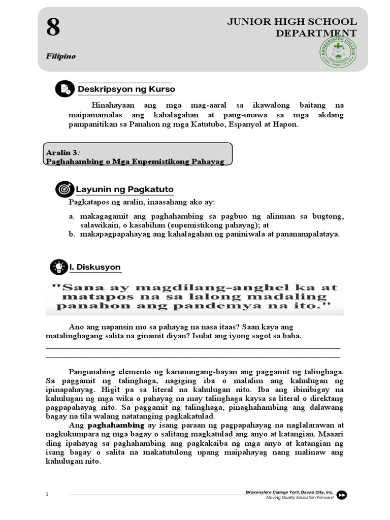 Aralin 3 - Student | PDF