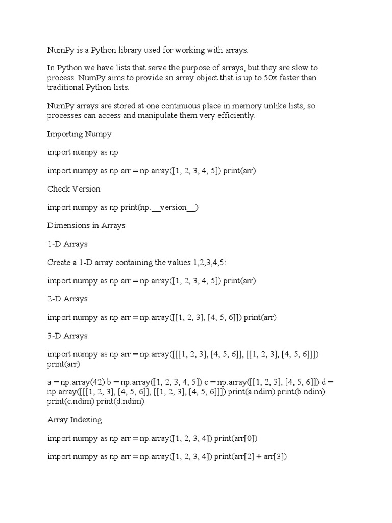 Numpy 1 Pdf Data Type String Computer Science