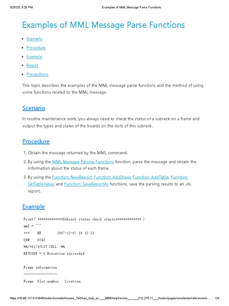 Examples Of Mml Message Parse Functions Pdf Parsing Computer Science