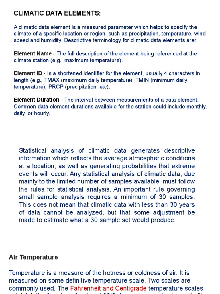 Climatic Data Elements | PDF | Precipitation | Temperature