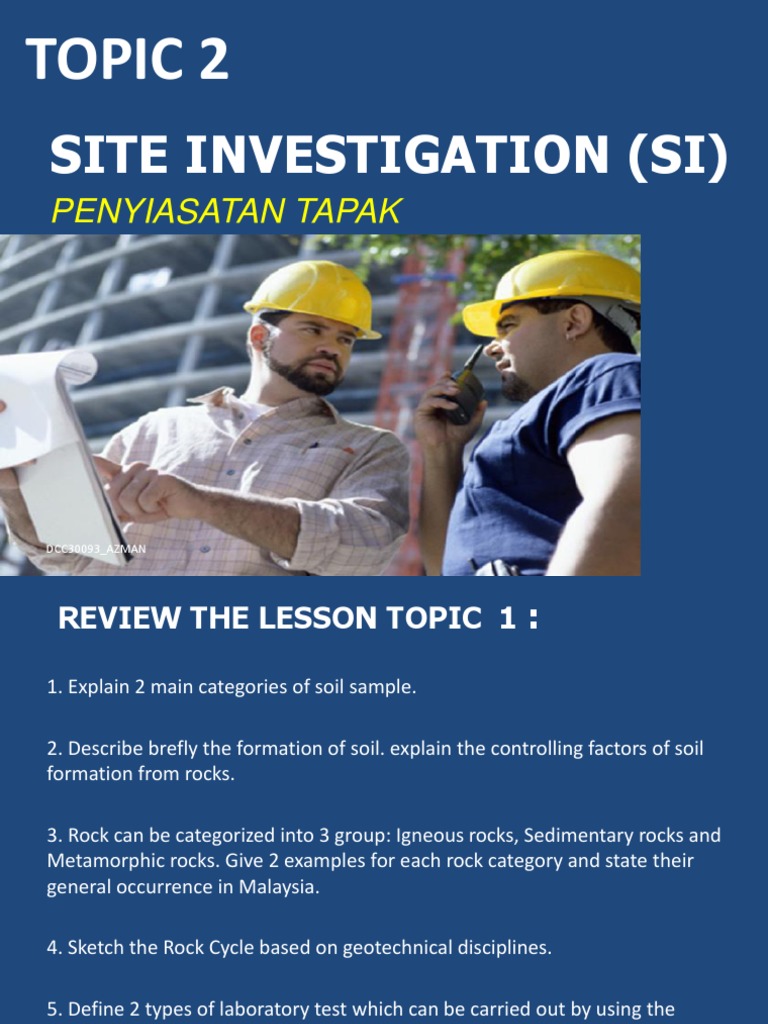 Topic 2 - Site Investigation - 2 2022 - 2023 | PDF | Geotechnical ...