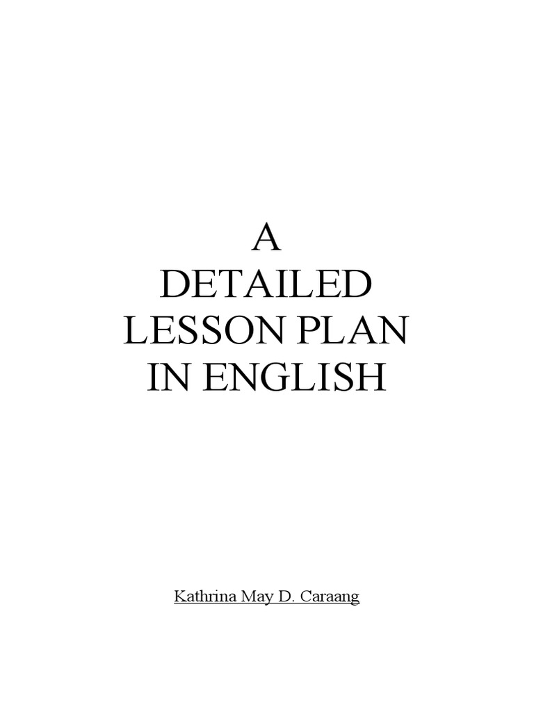 Detailed Lesson Plan in English | PDF | Question | Sentence (Linguistics)