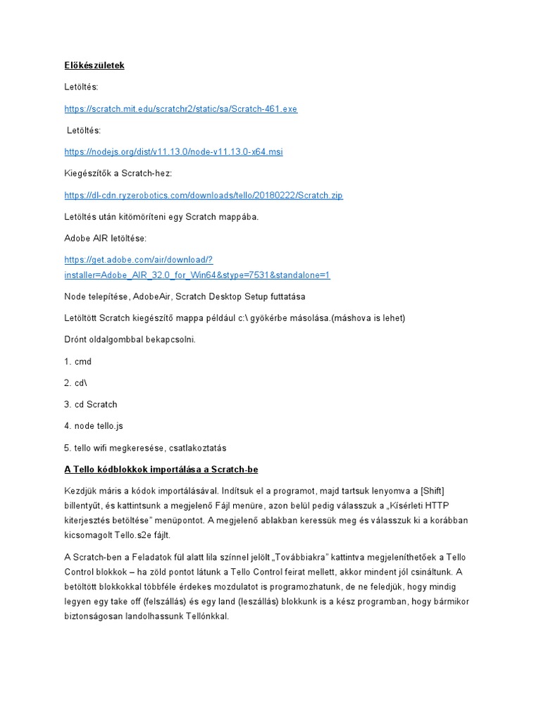 DJI_TELLO_Előkészületek (1).docx | PDF