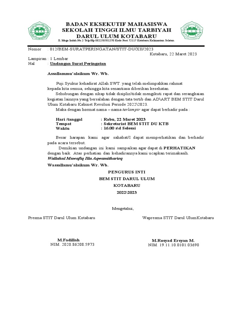 Surat Peringatan Pertama-1 | PDF