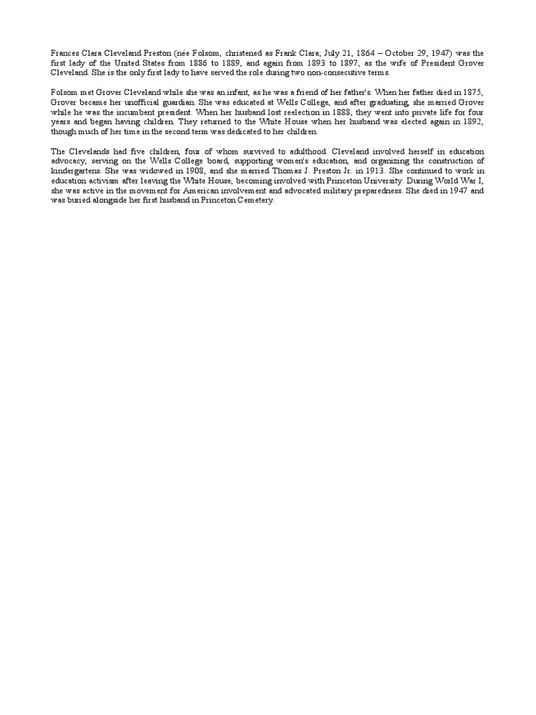 Frances Cleveland | PDF