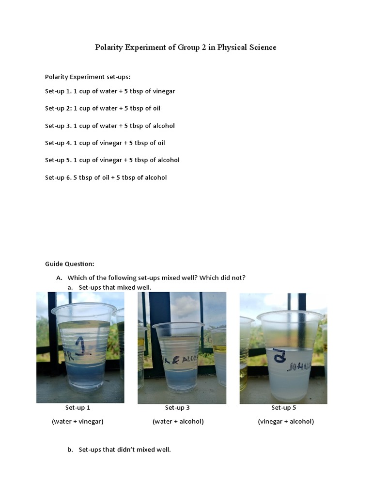 Polarity Experiment Results and Analysis | PDF | Chemical Polarity ...