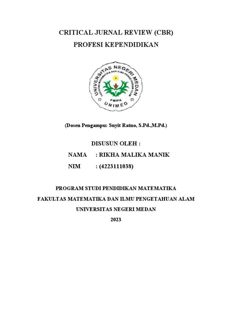 CJR - PROFESI KEPENDIDIKAN - Rikha Malika Manik | PDF
