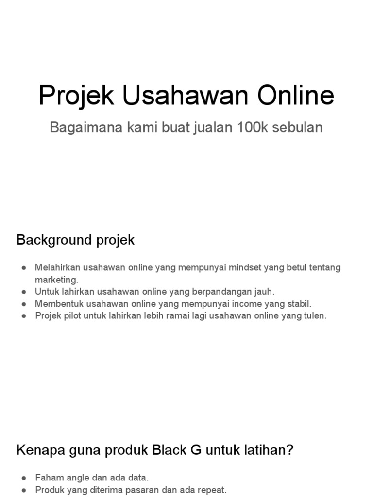 Projek Usahawan Online | PDF