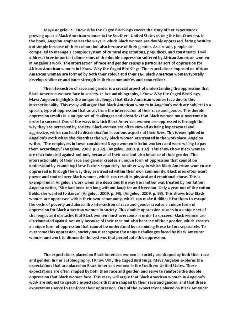 Maya Angelou Assignment | PDF | Intersectionality | Psychological Resilience