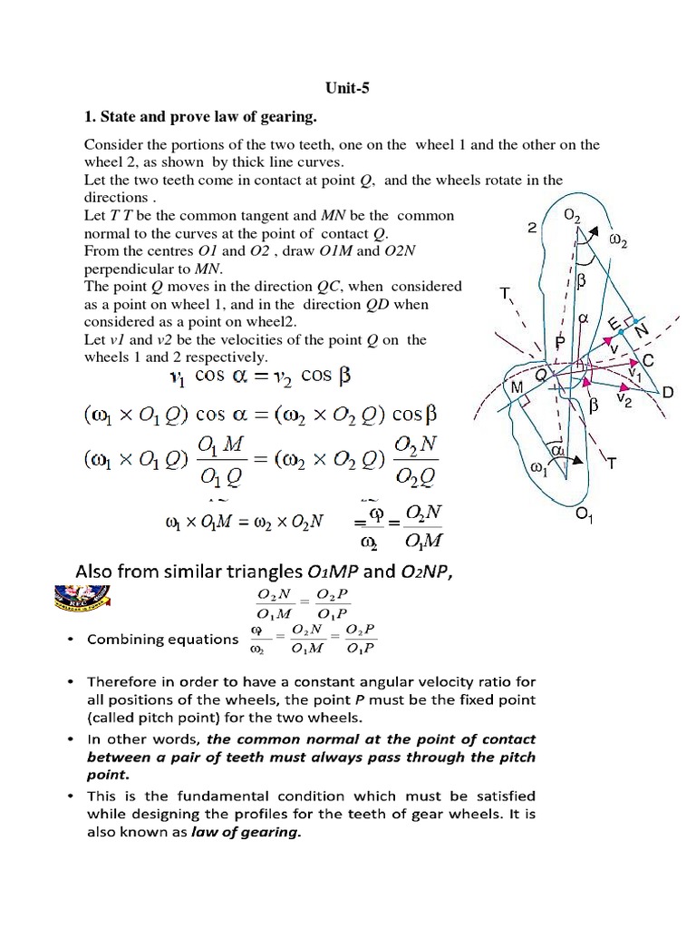 KOM Unit-5 | PDF | Gear | Circle