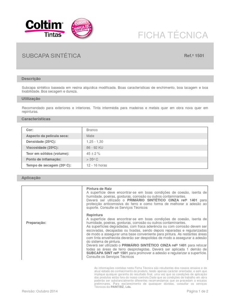 Subcapa Sintética | PDF | Tinta | Química