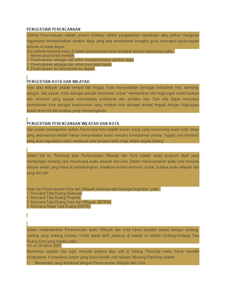 Pengertian Perencanaan PWK | PDF | Pengelolaan Keuangan & Uang | Politik
