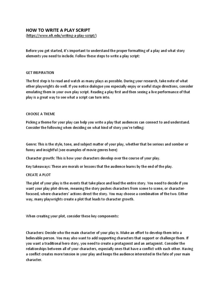 How To Write A Play Script | PDF | Play (Theatre) | Plot (Narrative)