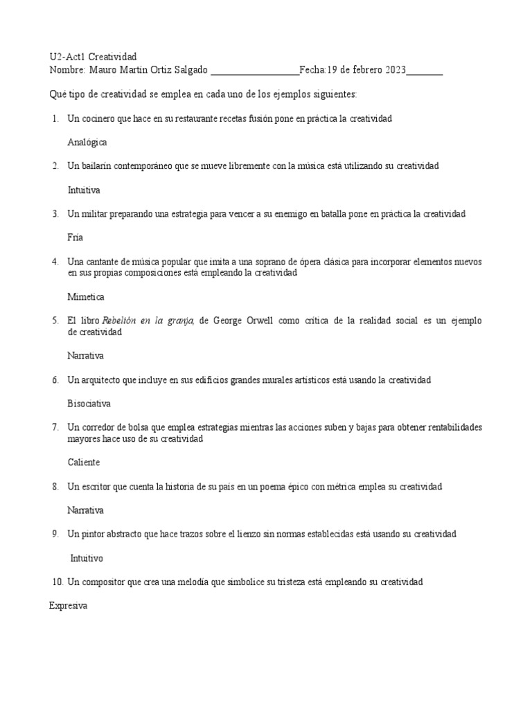 U2-Act1 Creatividad | PDF