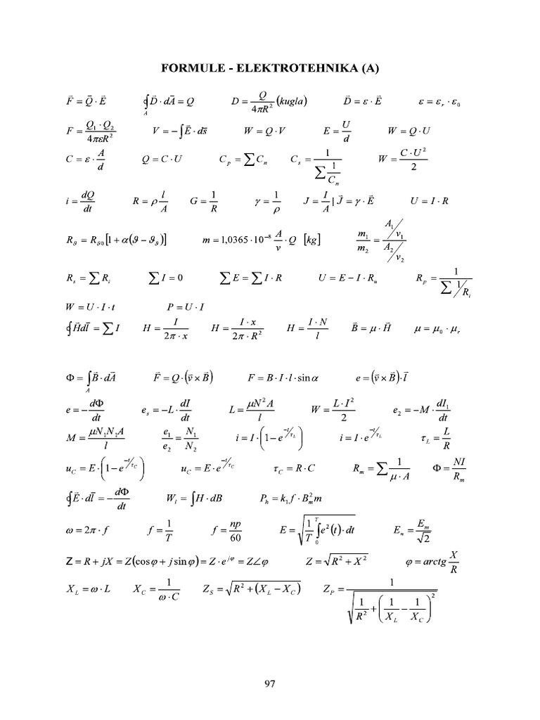 Formule Elektrotehnika.pdf | PDF