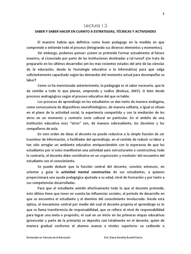 L1.3. Saber y Saber Hacer Estrategias, Técnicas y Actividades | PDF ...