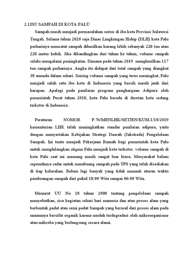 Mengatasi Masalah Sampah di Kota Palu | PDF