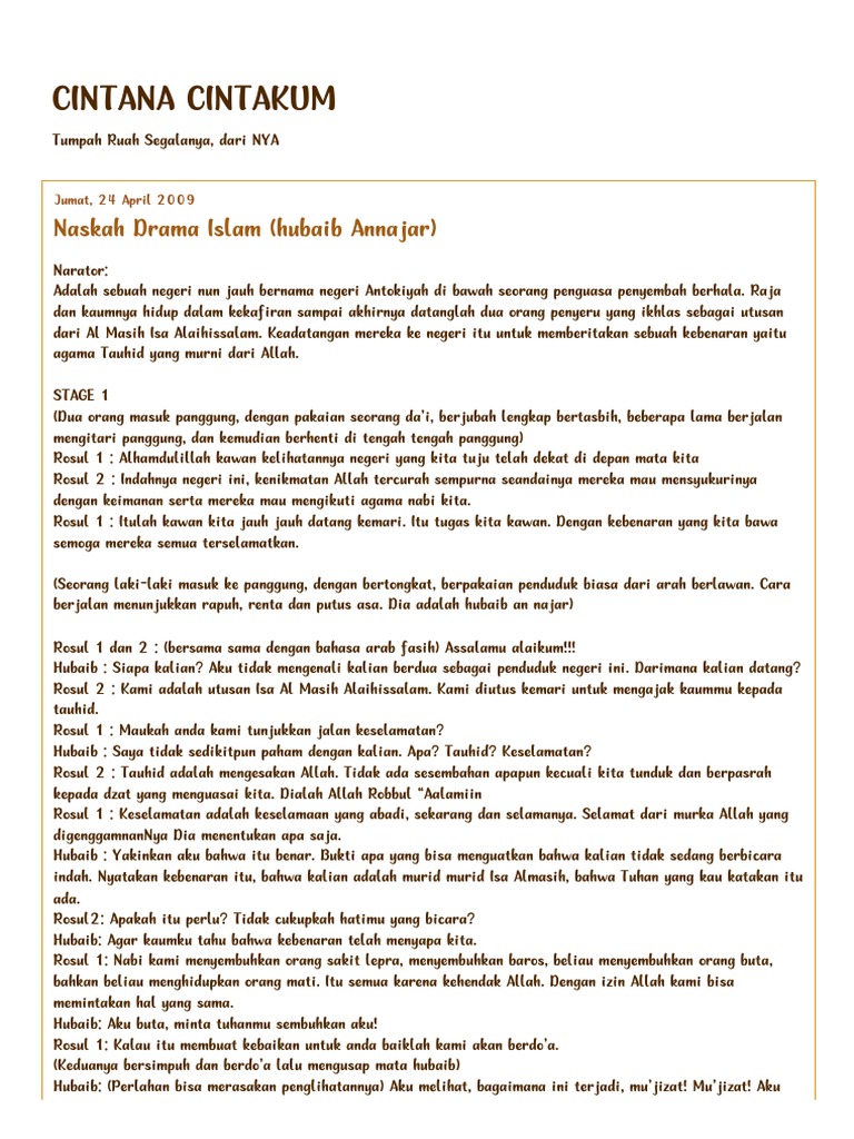 Naskah Drama Islam (Hubaib Annajar) | PDF