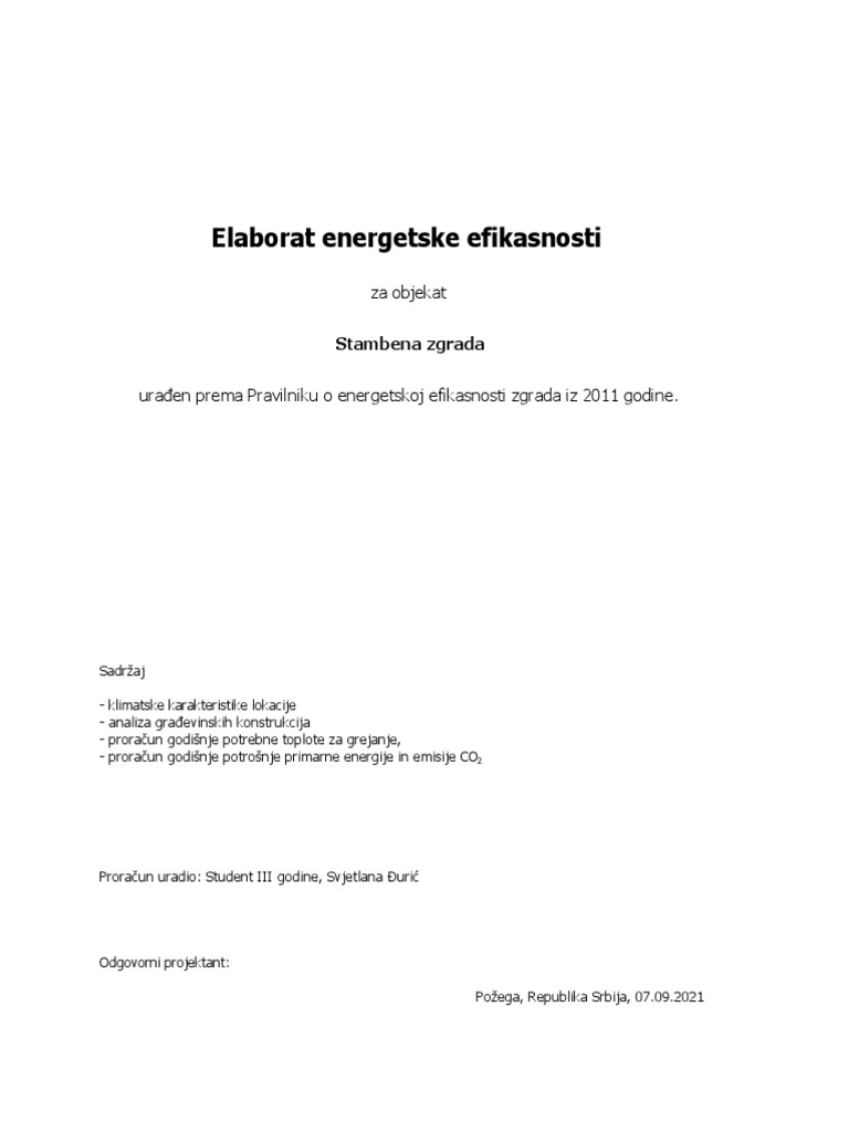Elaborat Stambena Zgrada PDF | PDF