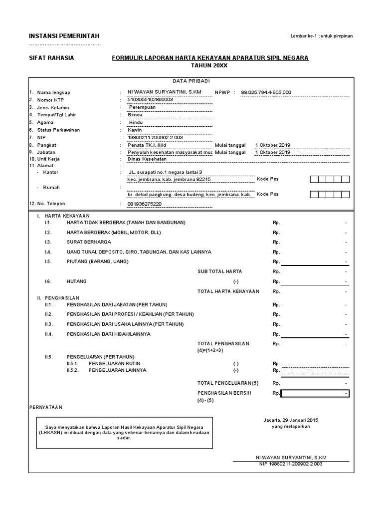 Formulir LHKASN | PDF