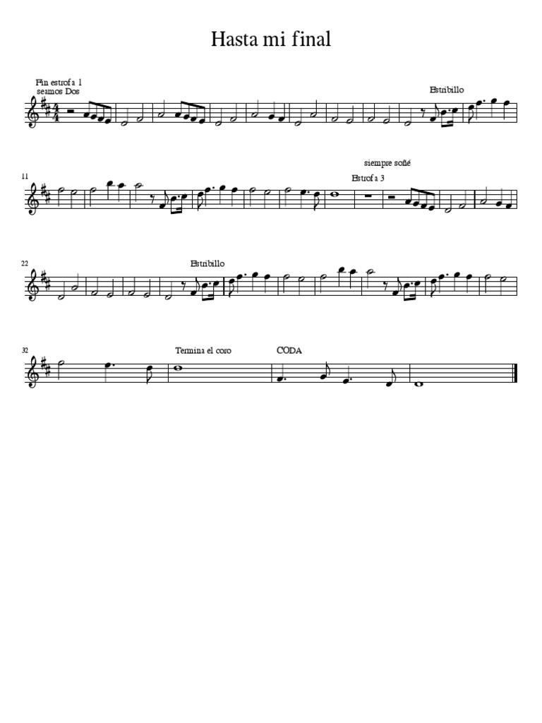 Hasta Mi Final (Flauta) | PDF