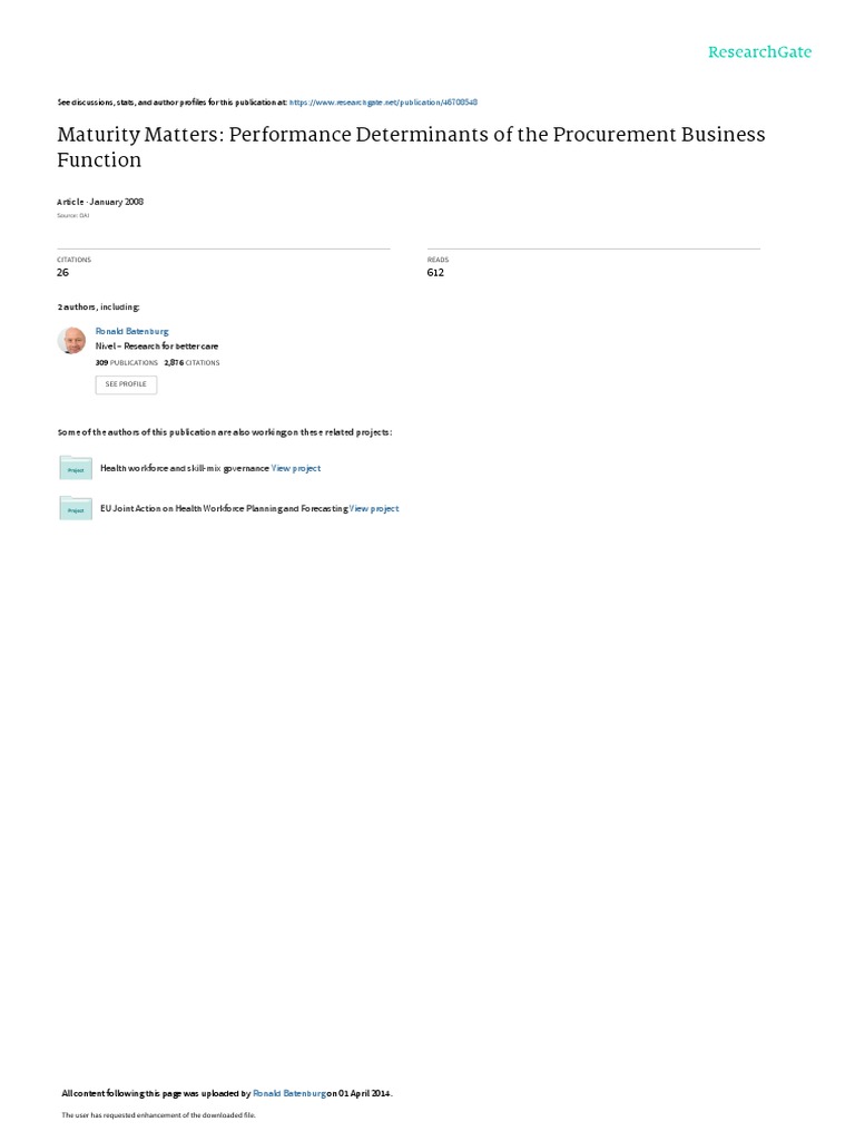 Maturity Matters: Performance Determinants of The Procurement Business Function | PDF ...