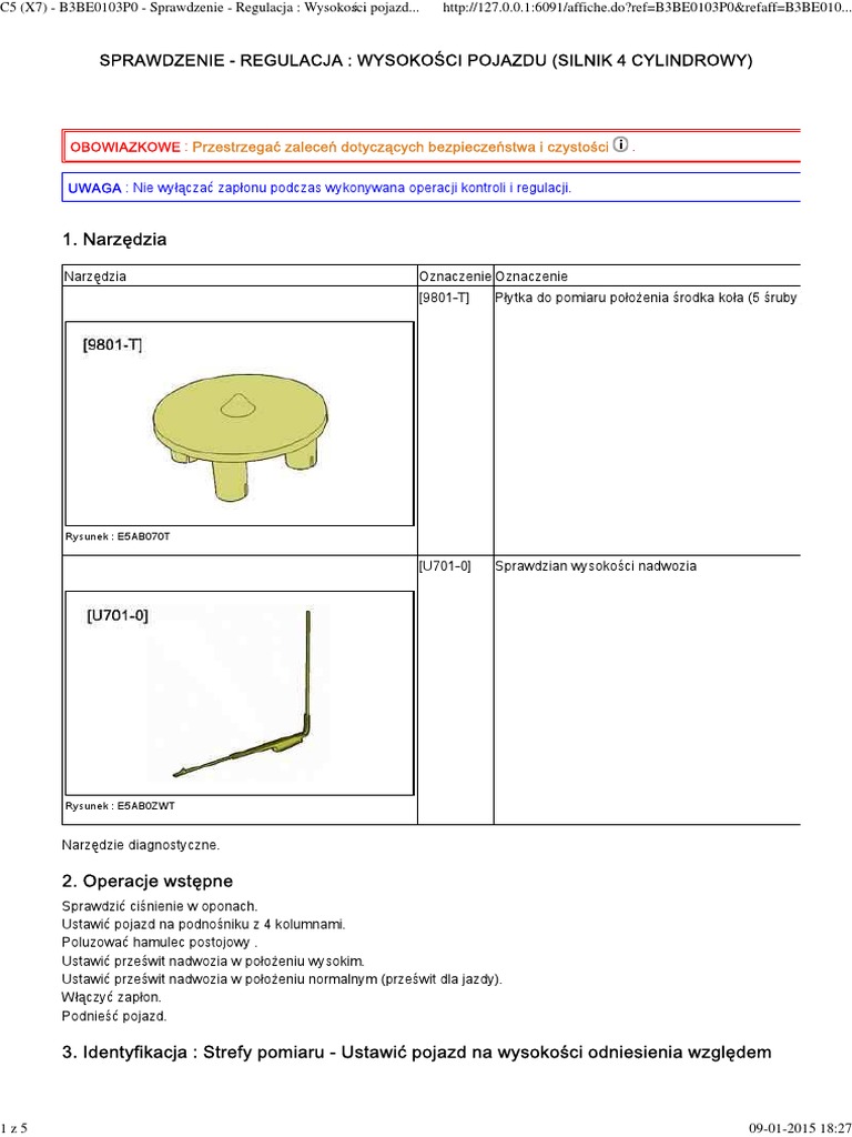 C5 X7 Sprawdzenie Regulacja - Wysokości Pojazdu Silnik 4 Cylindrowy | PDF