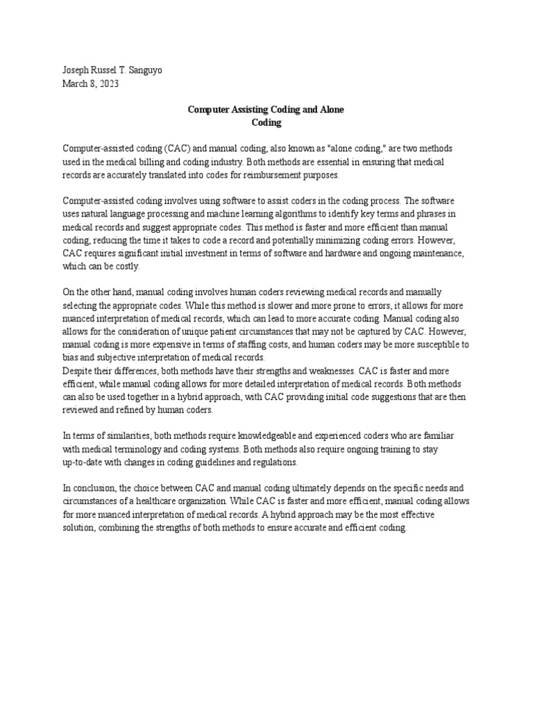 Computer Assisting Coding and Alone Coding | Download Free PDF ... Computer Assisting Coding and Alone Coding | Download Free PDF ...
